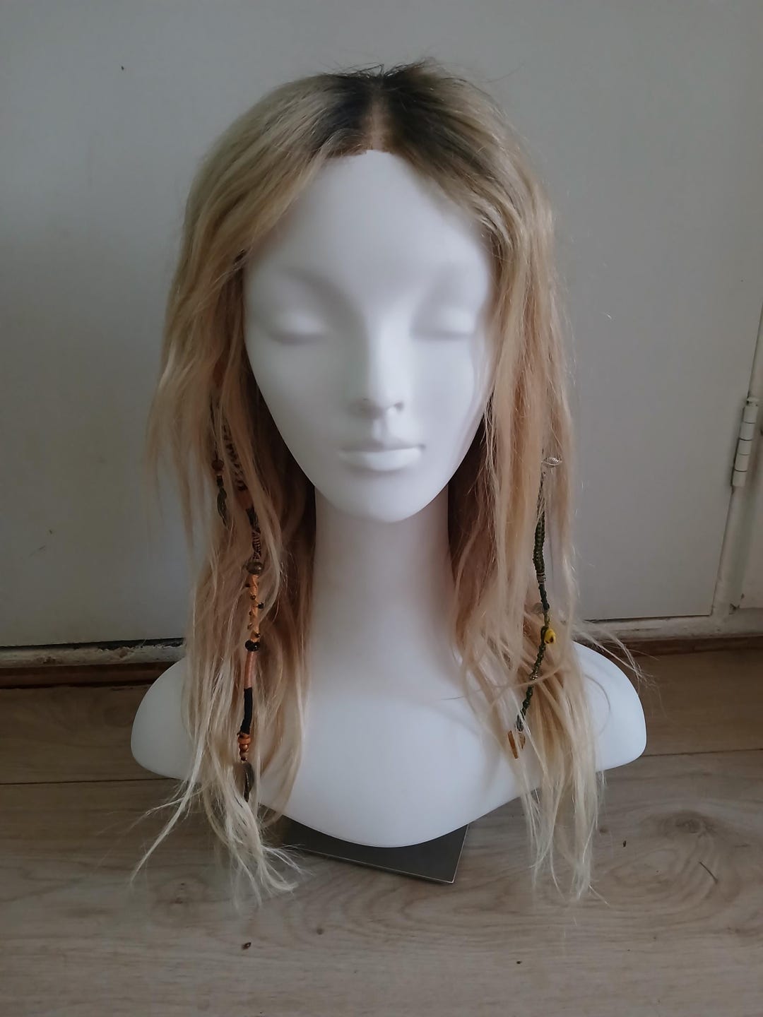 Blonde Human Hair Wig With Layers & 2 Hair Wraps – Hippie, Boho, Ibiza ...