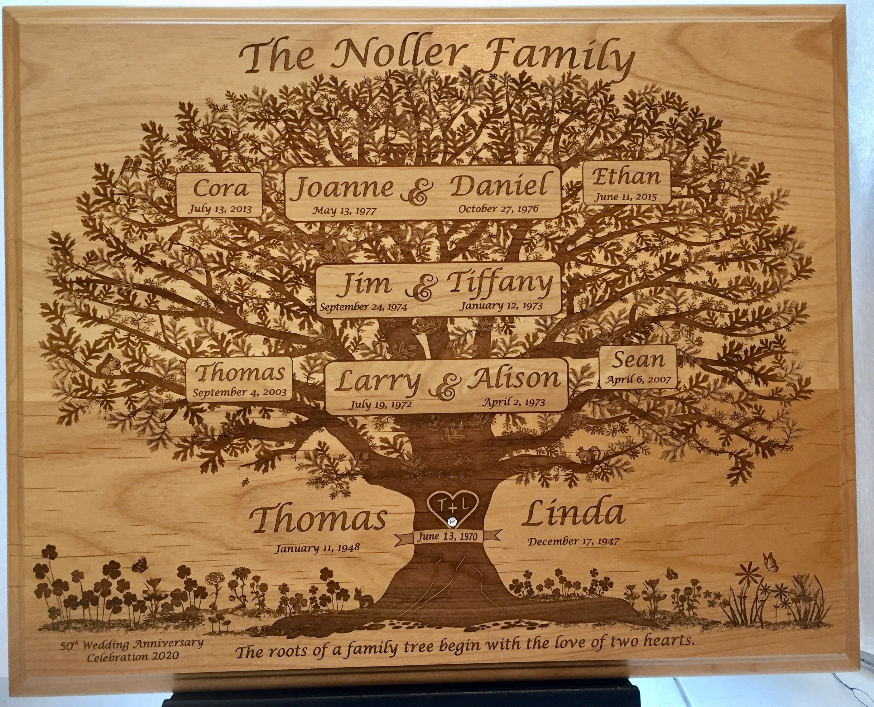 Laser Engraved Family Tree Laser Engraved Family Tree