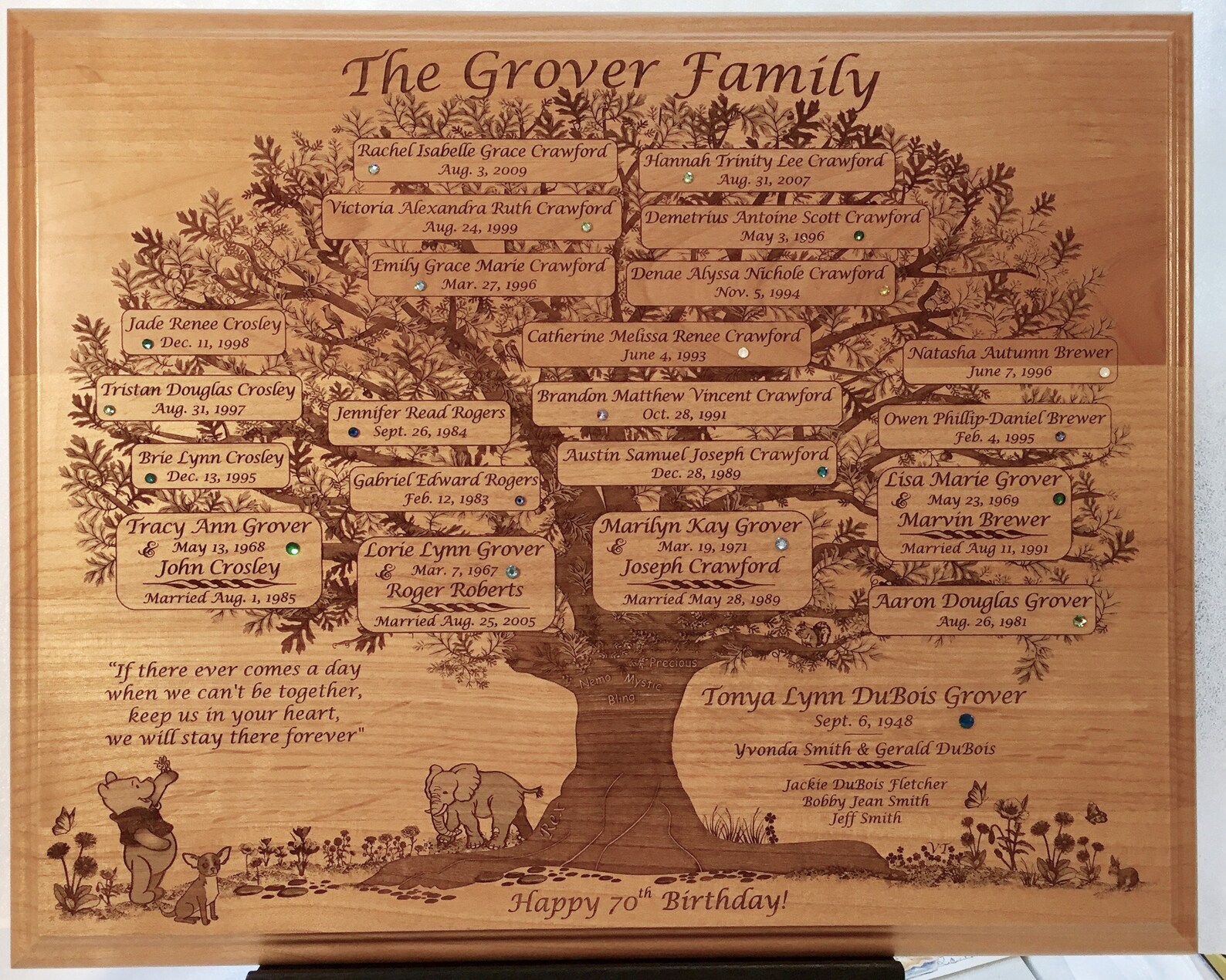 Family Tree Custom Laser Engraved in Solid Wood Plaque an - Etsy