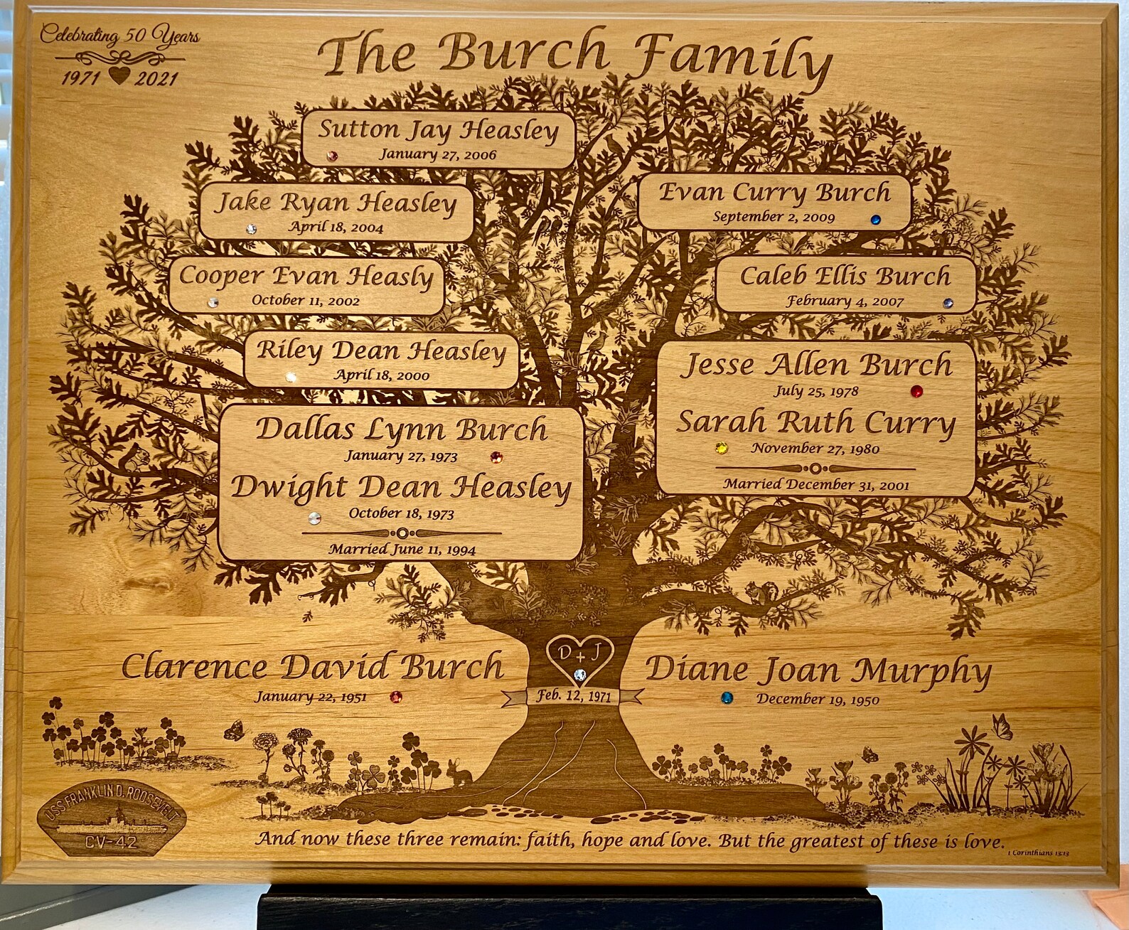 Family Tree Custom Laser Engraved in Solid Wood Plaque an - Etsy