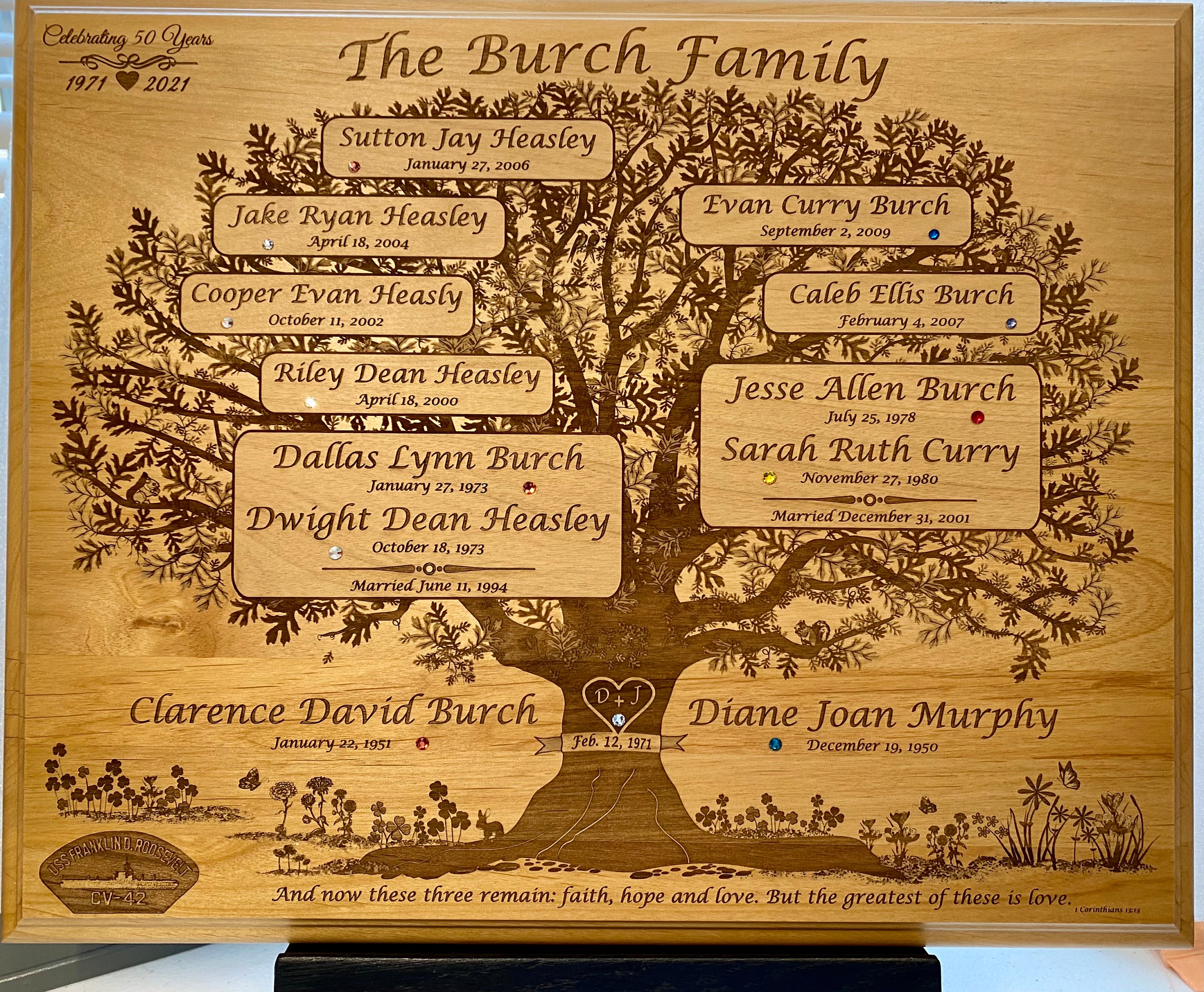 Family Tree Custom Laser Engraved in Solid Wood Plaque An | Etsy