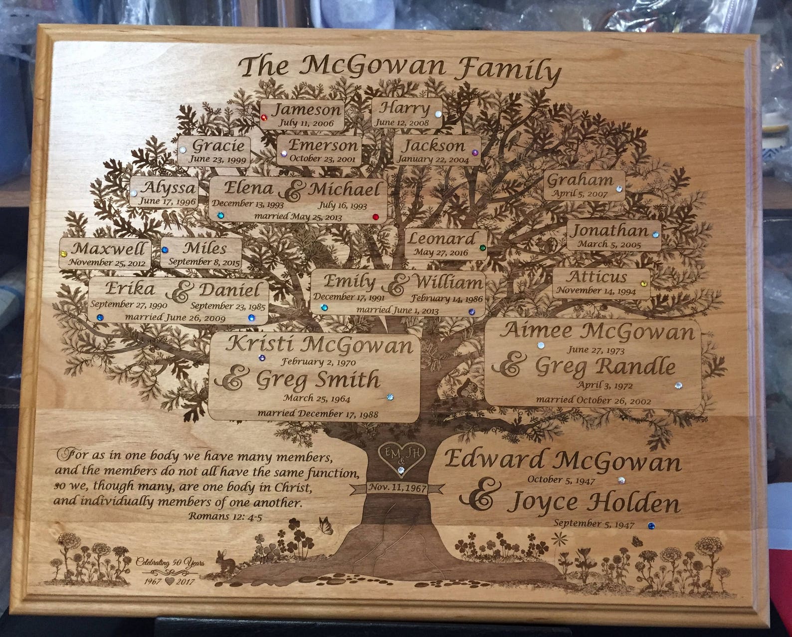 Custom Laser Engraved Family Tree Plaques | Etsy