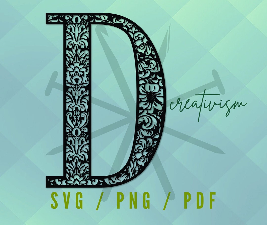 SVG Damask Initial D Die Cutting Template Cricut - Etsy