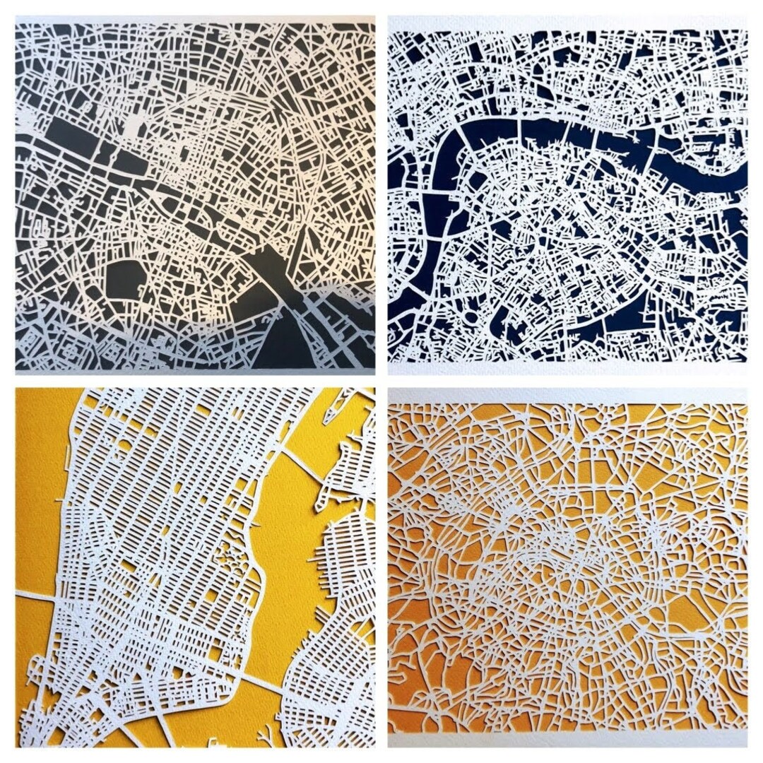 PDF Bundle: 2 Map Paper Cutting Templates Manhattan New - Etsy