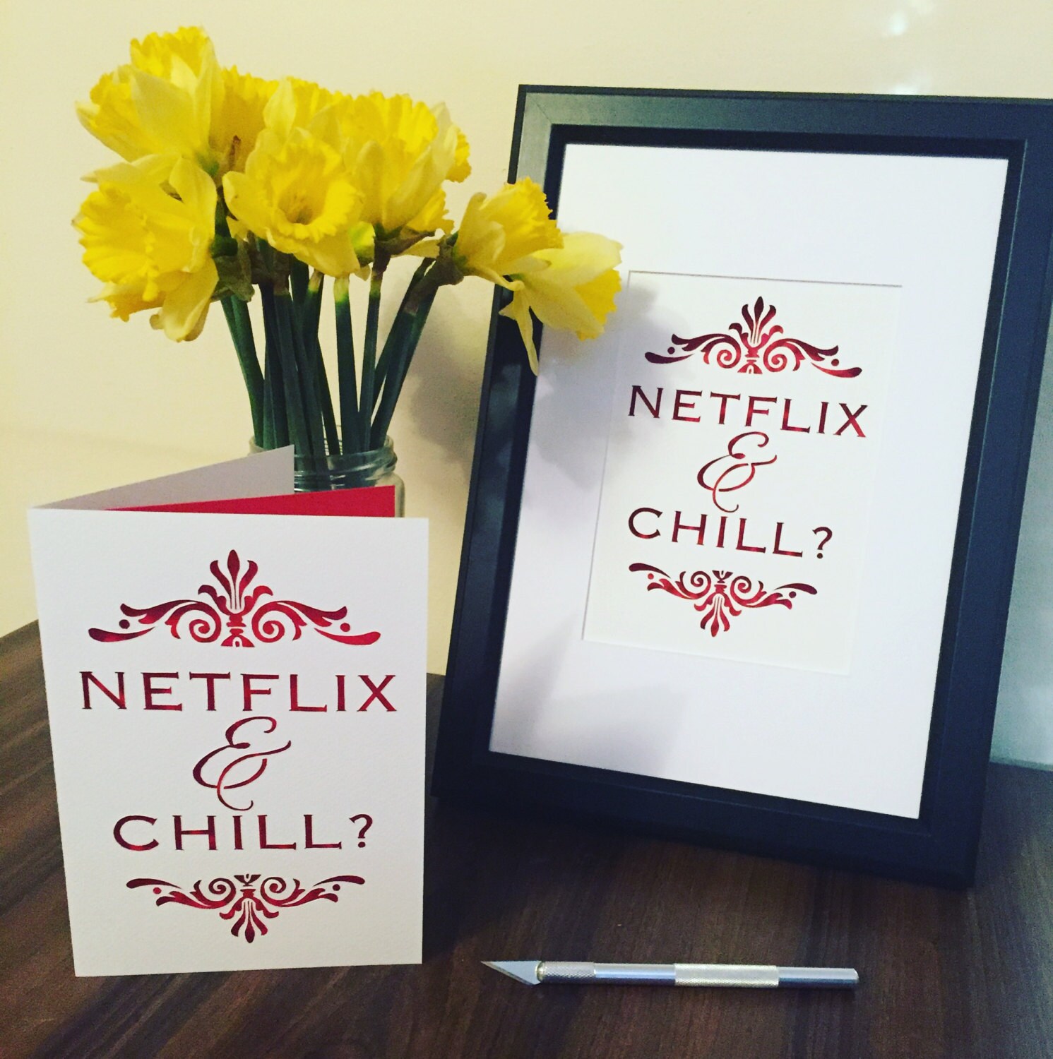 DIY Paper Cutting Template Netflix & Chill: A4 5x7 Card PDF Download ...