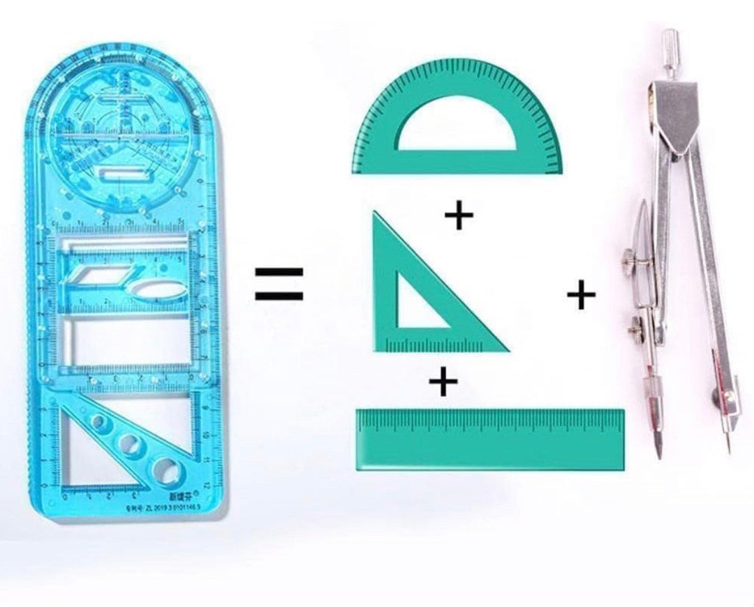 Geometric Multifunction Ruler Protractor Compass for Hand Drawing ...