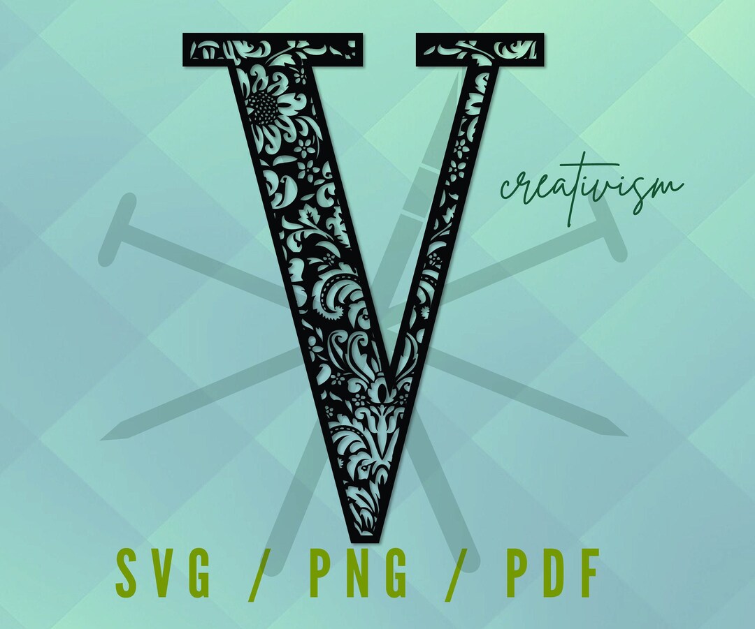 SVG Damask Initial V Die Cutting Template Cricut - Etsy