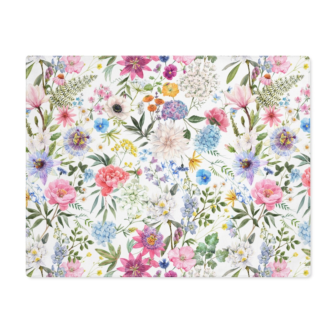 Floral Placemat Flowers Cotton Fabric Placemats Vintage Pattern Cloth ...