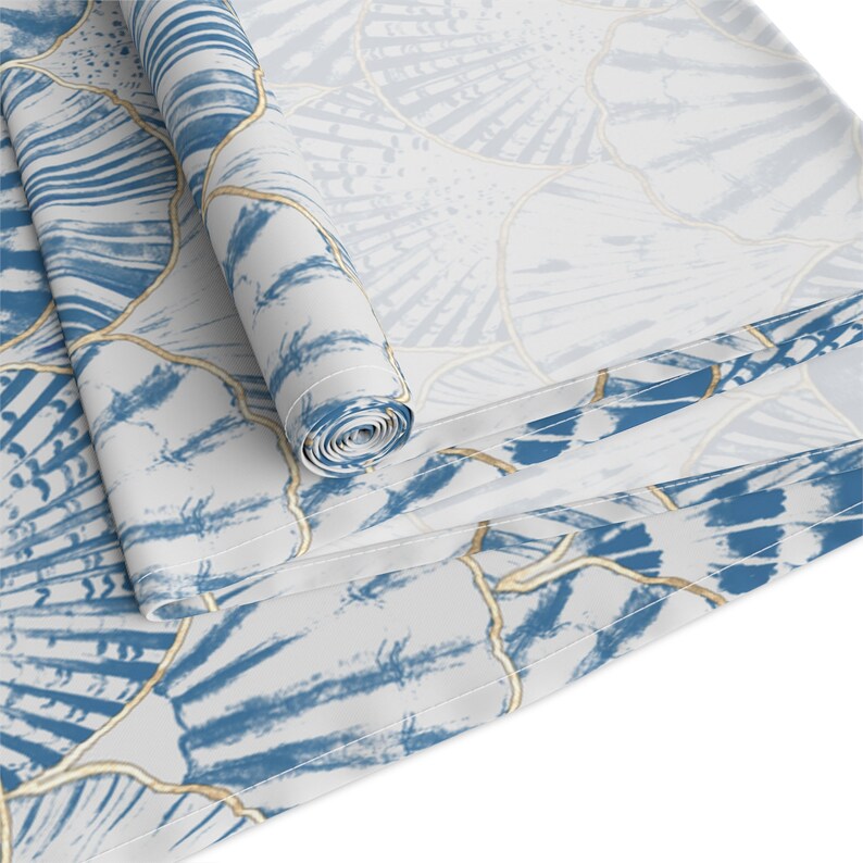 Watercolor Sea Shells Table Runner Blue and White Table Decor - Etsy