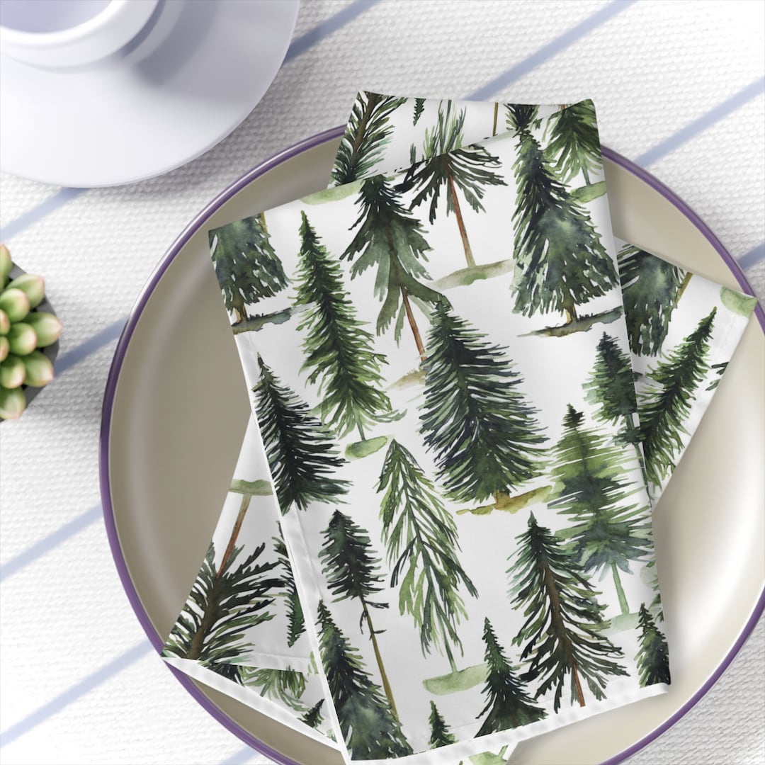 Pine Trees Table Napkins Woodland Dinner Napkins Set of 4 - Etsy