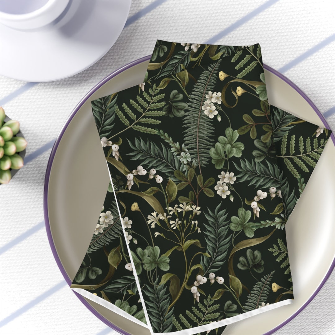 Botanical Table Napkins Woodland Flowers Dinner Napkins Floral ...