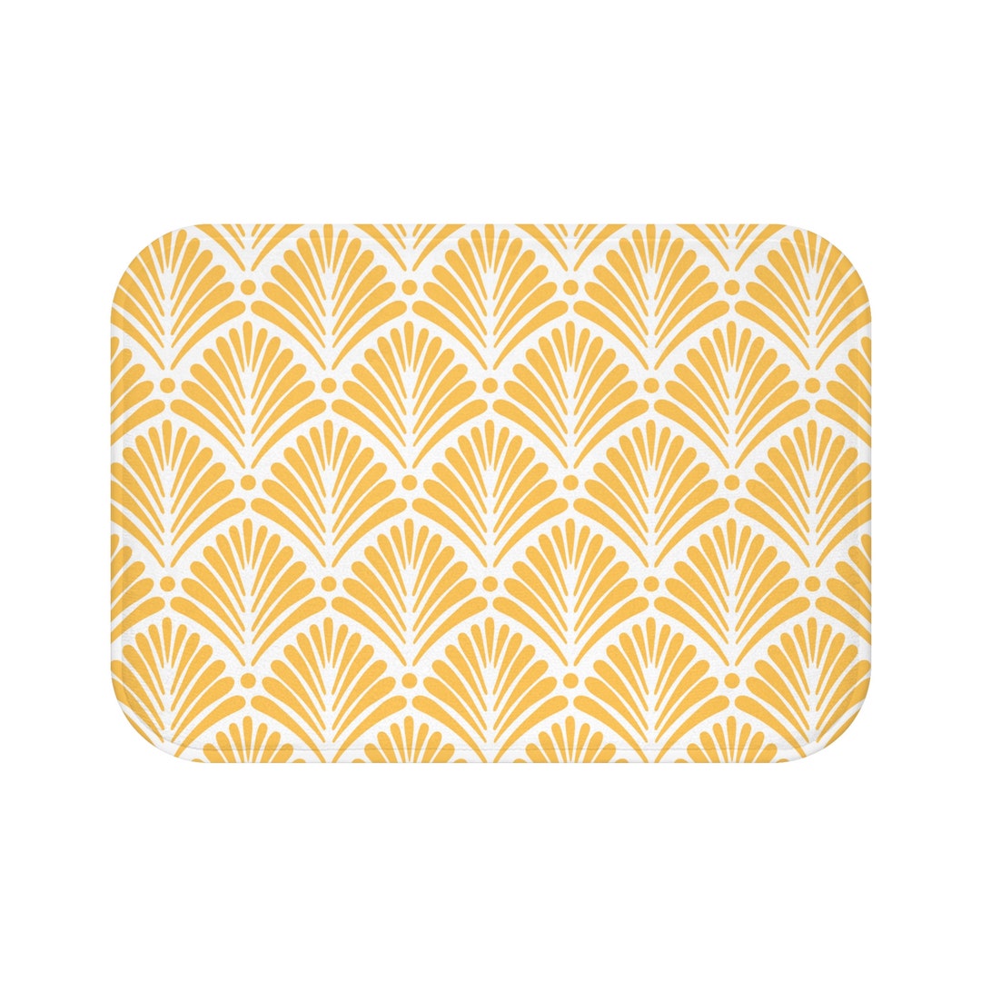 Art Deco Bath Mat Yellow and White Bath Mats Geometrical Bathroom Decor ...