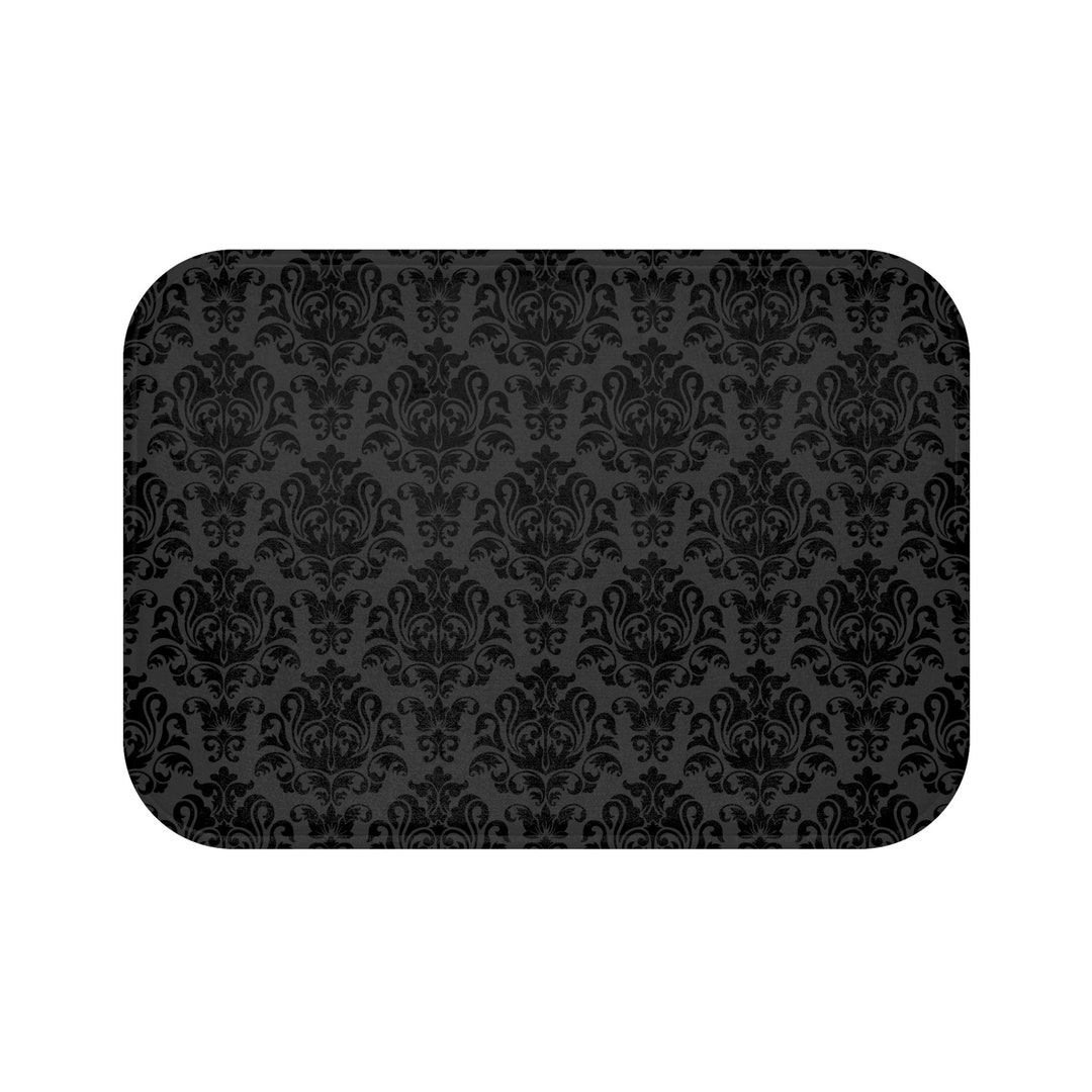 Damask Bath Mat Gothic Bath Mats Vintage Bathroom Decor Black Grey Bath ...