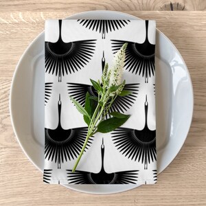 Japanese Table Napkins Black and White Dinner Napkins Set of 4 Japanese ...
