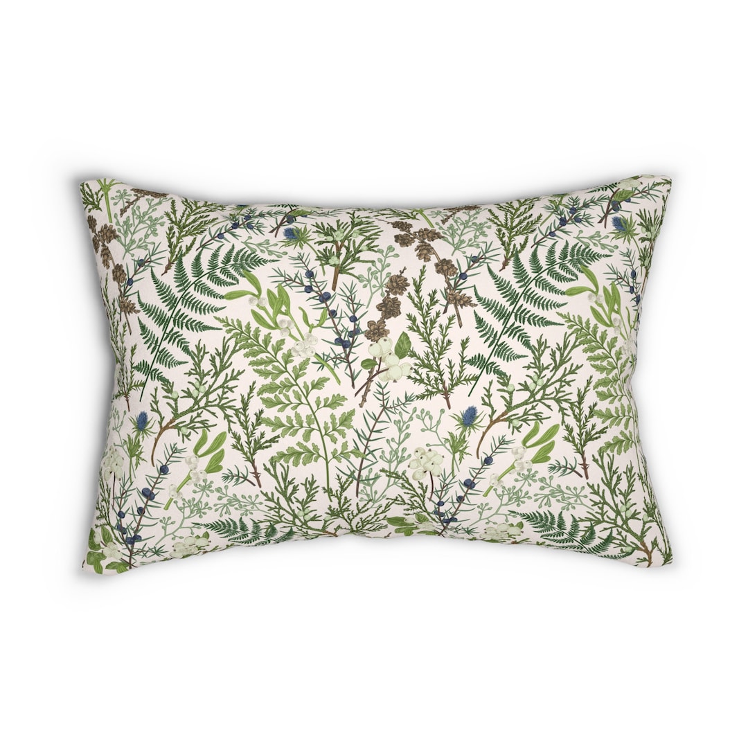 Botanical Lumbar Throw Pillow Greenery Lumbar Pillow Fern Home Decor ...