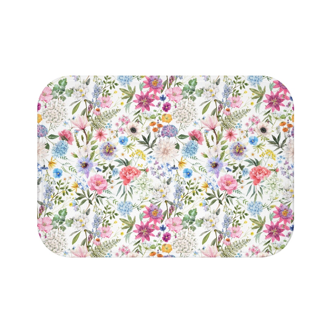 Wildflower Meadow Bath Mat: Vintage Floral Bathroom Decor - Etsy