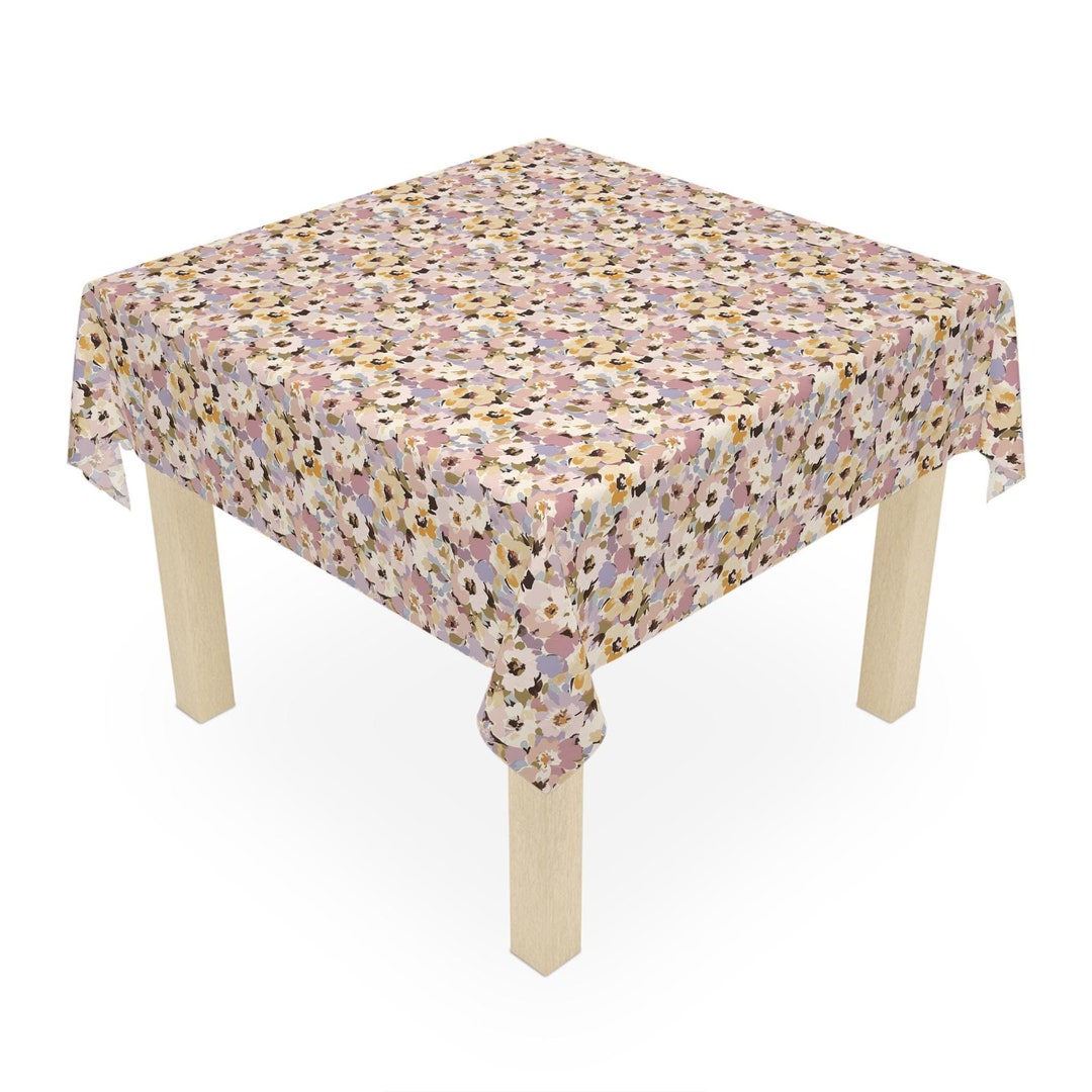 Retro Floral Tablecloth: 60s 70s Style, Purple, Pink & Lilac - Etsy