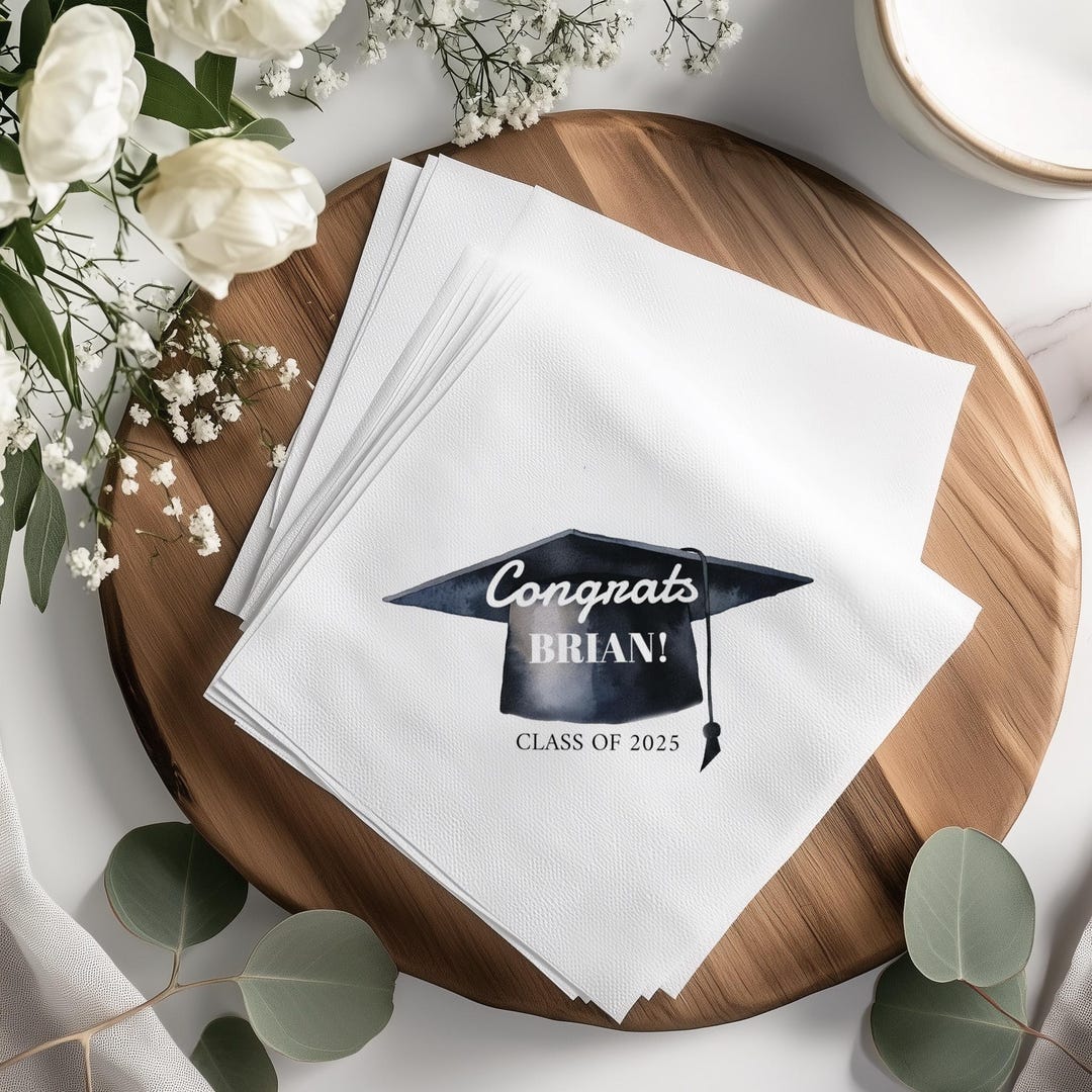 Personalized Graduation Party Cocktail Napkins Simple Minimalistic ...
