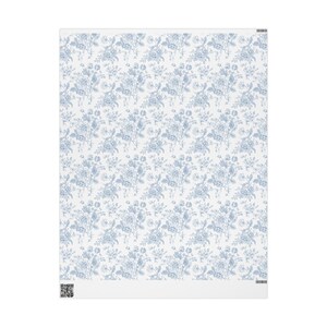 Vintage Roses Wrapping Paper White Blue Peony Flowers Christmas Gift ...