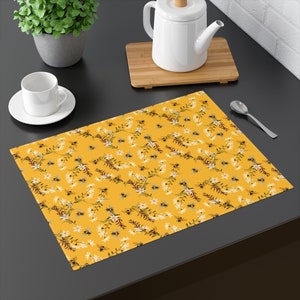 Bee Placemat Floral Fabric Placemats Yellow Cloth Table Decor Elegant ...