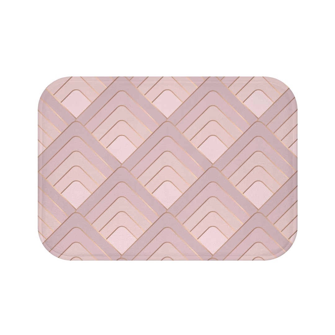 Art Deco Bath Mat Dusty Pink Bath Mats Geometrical Bathroom Decor Blush ...