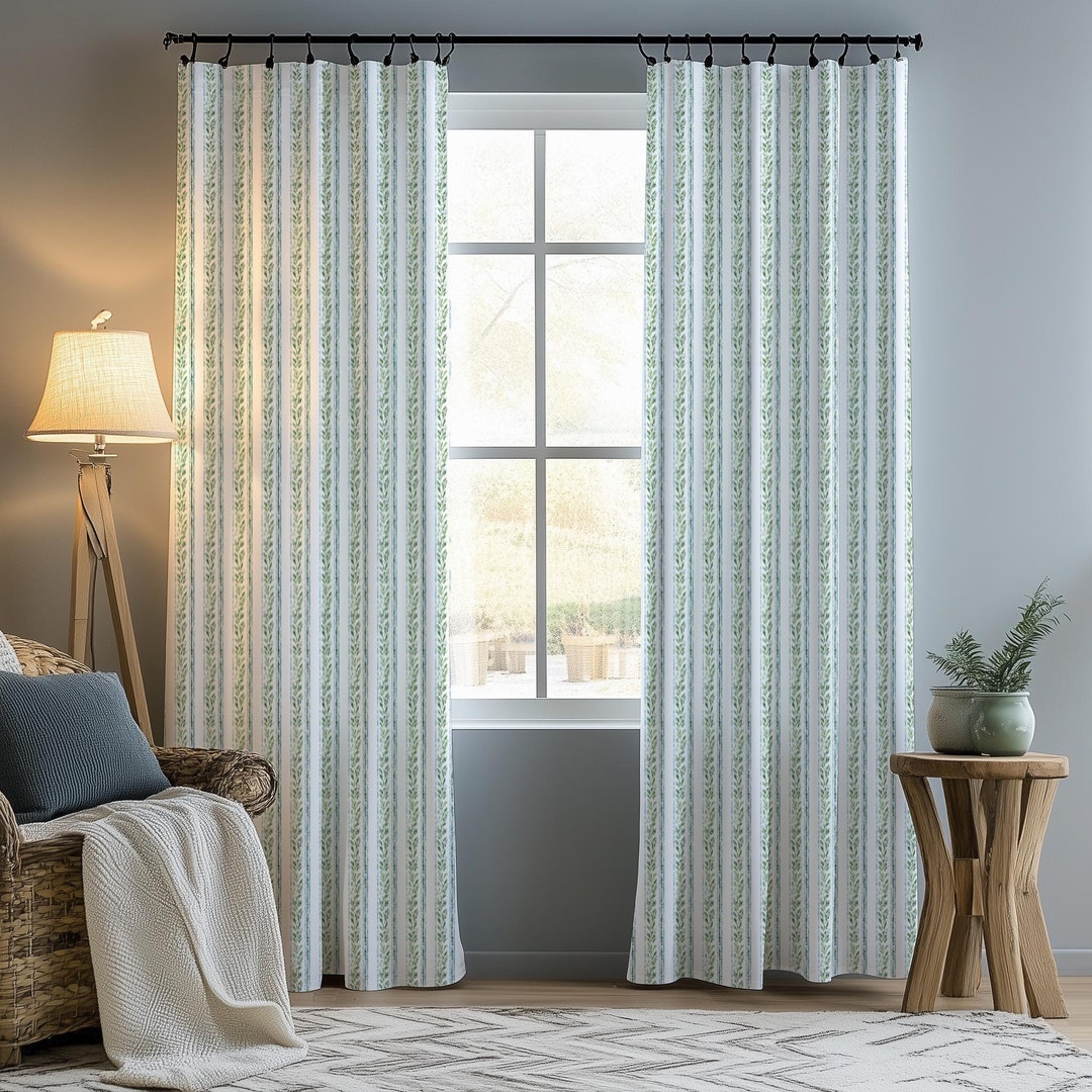 Regency Window Curtains Vintage Victorian Home Decor Blue Green ...