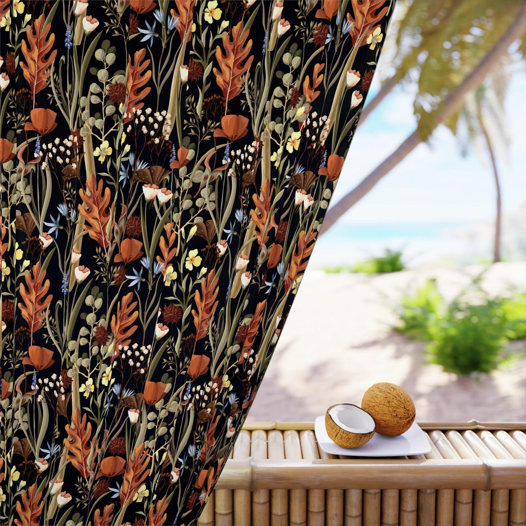 Botanical Window Curtains Vintage Home Decor Fall Autumn Bedroom ...