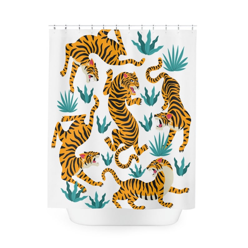 Tiger Shower Curtain Modern Bathroom Decor Exotic Animals - Etsy