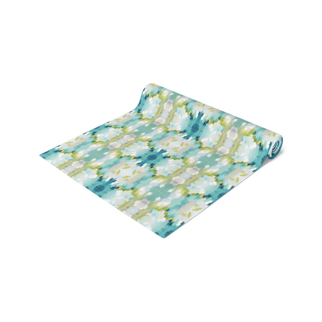 Boho Ikat Table Runner Turquoise Blue Green Table Decor Abstract Art ...