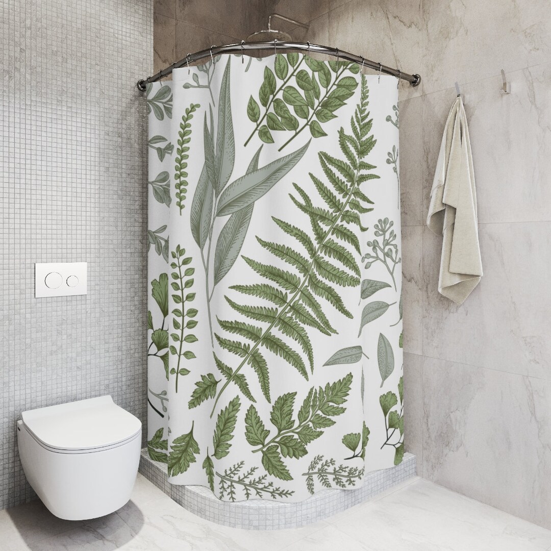 Fern Shower Curtain Botanical Bathroom Decor Forest Shower Curtains ...