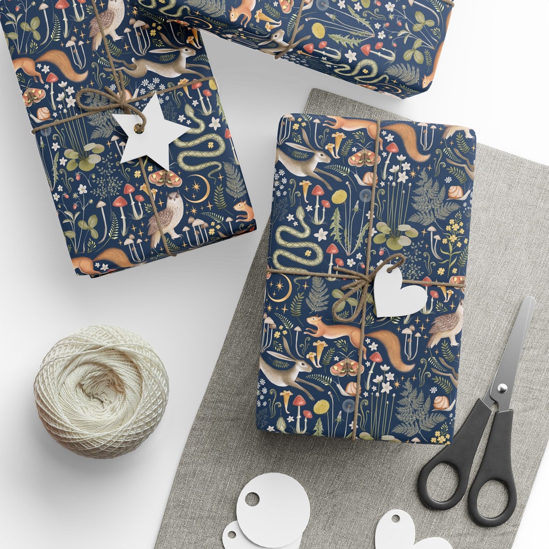 Woodland Animals Wrapping Paper Kids Birthday Christmas Gift Wrap Cute ...