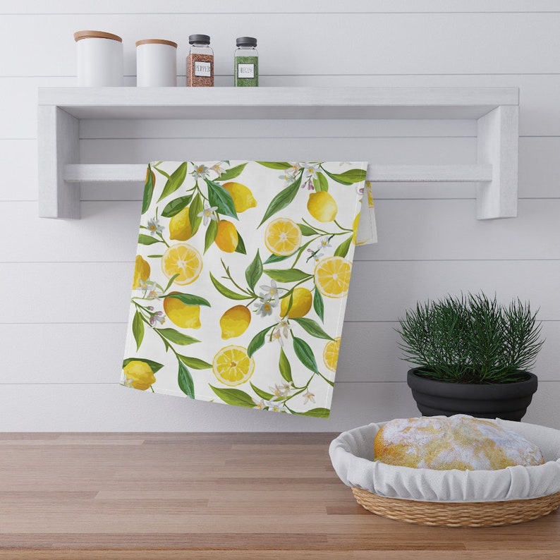 Lemon Kitchen Towel Fruits Dish Towel Yellow Citrus Kitchen - Etsy