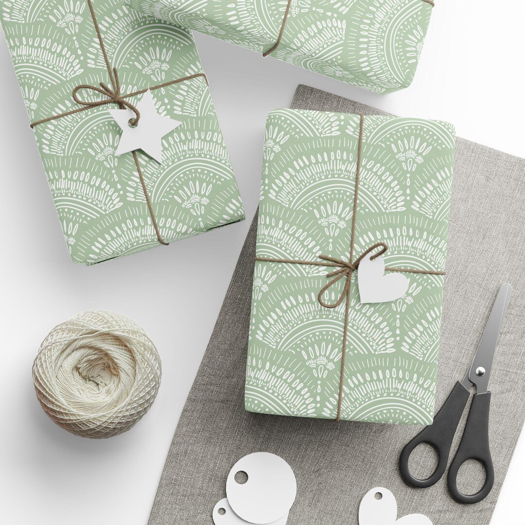 Sage Green Boho Wrapping Paper Bohemian African Mud Cloth Christmas ...