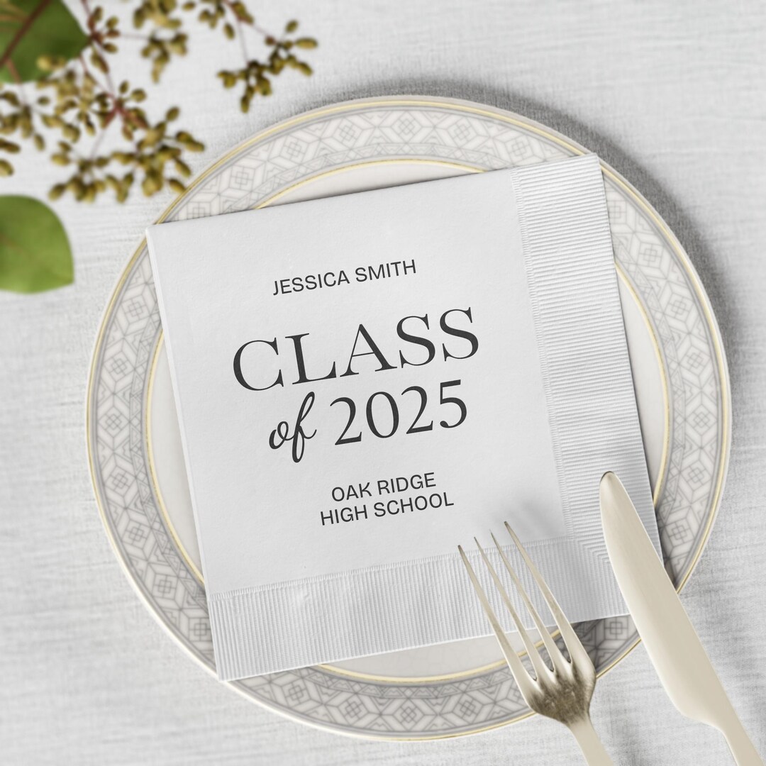 Personalized Graduation Party Cocktail Napkins Simple Minimalistic ...