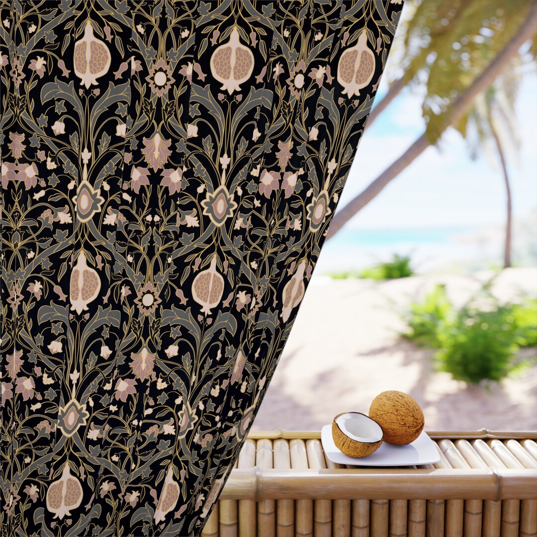 Art Deco Window Curtains Vintage Home Decor Black Grey Pink Bedroom ...