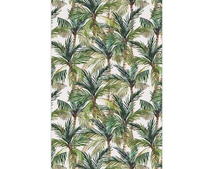 Tropical Leaves Tea Towels, Tropical Flowers Dish Towel, Exotic Leaf ...