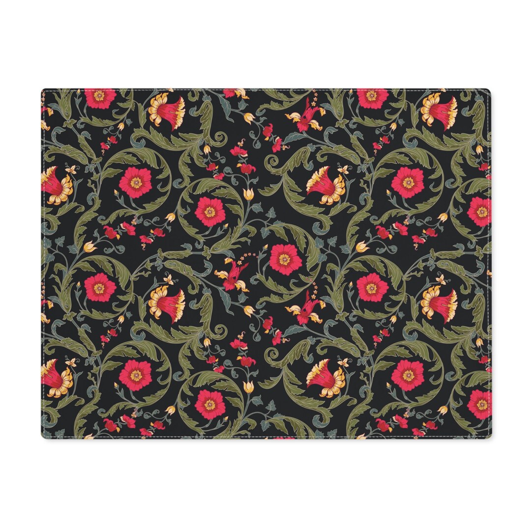 Vintage Placemat Art Nuveau Flowers Fabric Placemats Retro Flowers ...