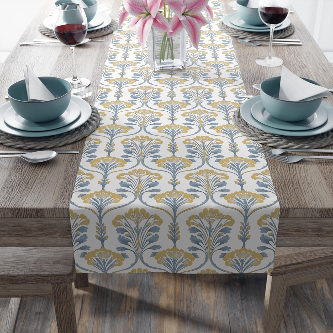Art Nouveau Table Runner Vintage Flowers Table Decor Elegant Kitchen ...