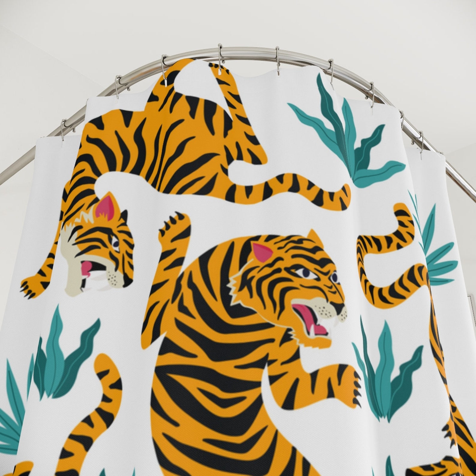Tiger Shower Curtain Modern Bathroom Decor Exotic Animals - Etsy
