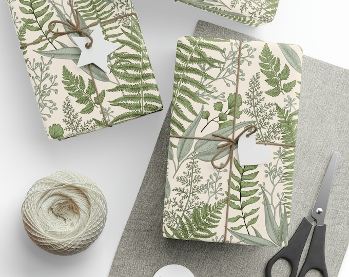 Forest Dark Cottagecore Holiday Greenery Wrapping Paper Roll Rustic ...