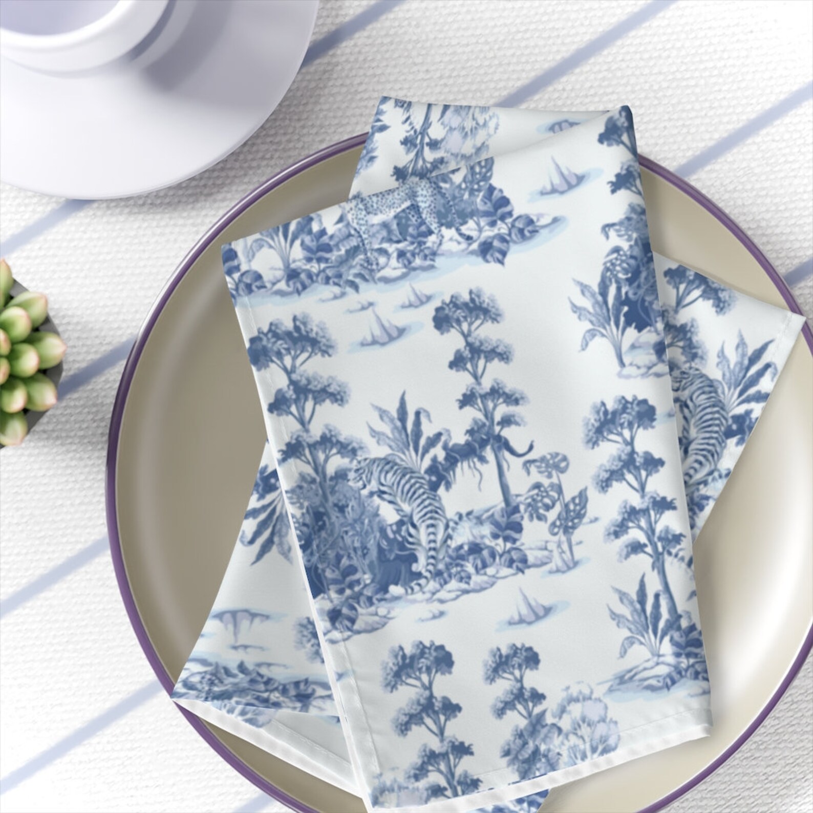 Toile Table Napkins Blue White Chinoiserie Dinner Napkins - Etsy