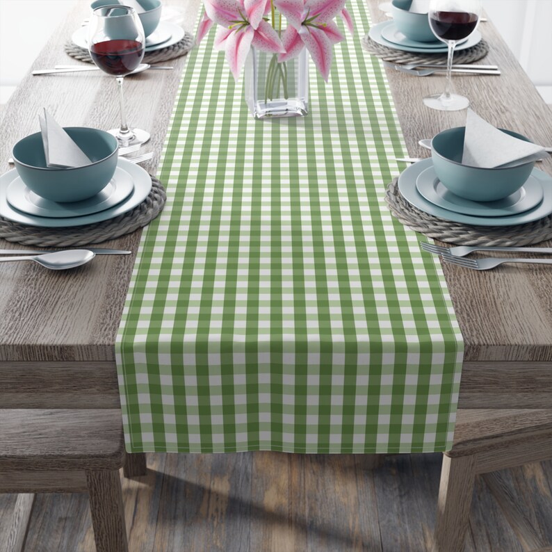 Gingham Table Runner Green White Table Decor Buffalo Check - Etsy