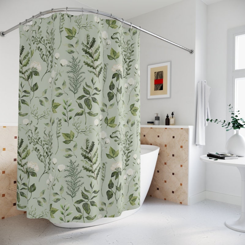 Leaf Print Shower Curtain - Etsy