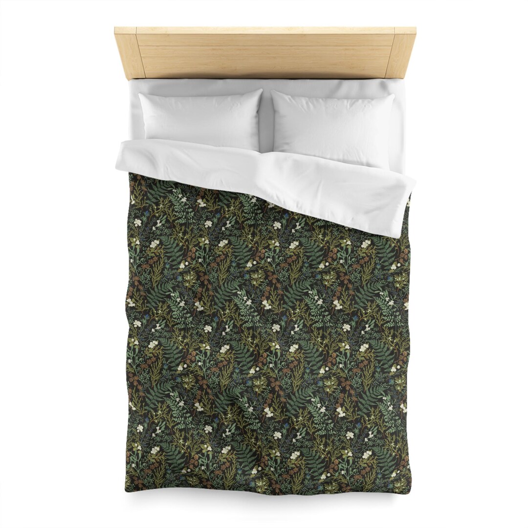 Woodland Duvet Cover, Green Forest Bedroom Decor, Christmas Cabin Decor ...