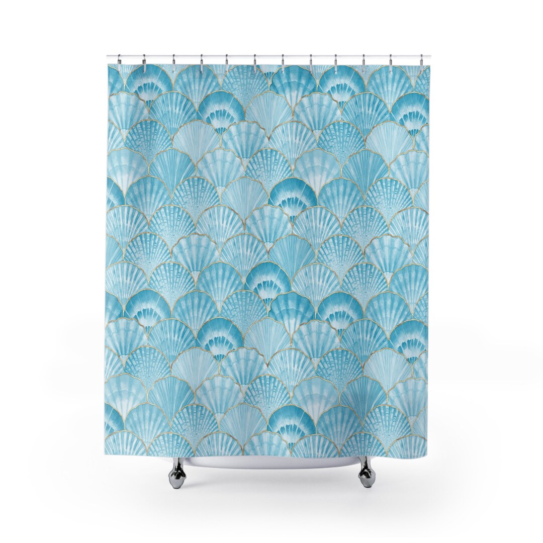 Sea Shell Shower Curtain Watercolor Bathroom Decor Modern Shower ...