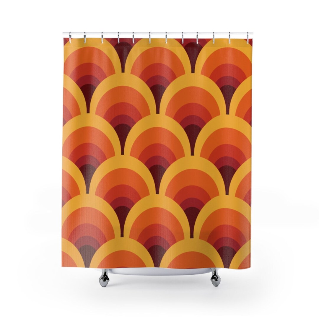 Retro Shower Curtain Retro Bathroom Decor 70s Bathroom Mat 70s - Etsy