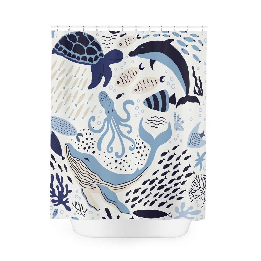Ocean Animals Shower Curtain Kids Bathroom Decor Boho Shower Curtains ...