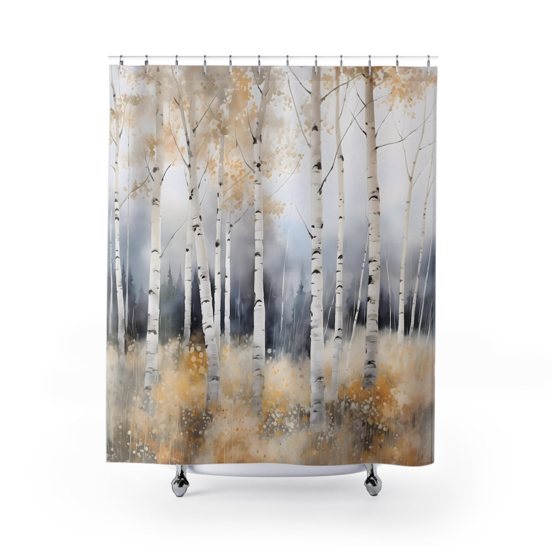 Aspen Trees Shower Curtain Forest Bathroom Decor White Birch Trees ...