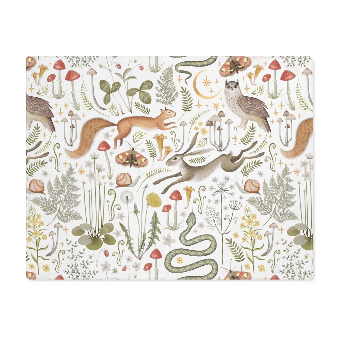 Woodland Animals Placemat Vintage Fabric Placemats Kids Cloth Table ...
