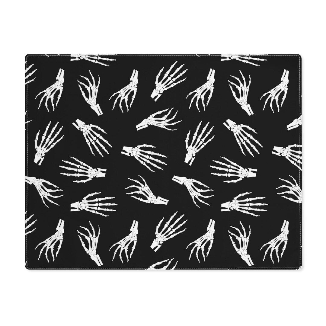 Gothic Placemat Black White Skeleton Hands Cotton Fabric Placemats ...